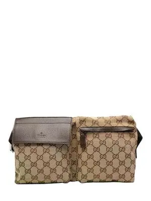 Gucci Gg Canvas Double Pocket Belt Bag - Brown