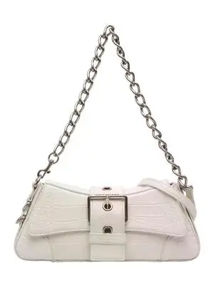 Balenciaga Small Croc Embossed Leather Lindsay Satchel - White