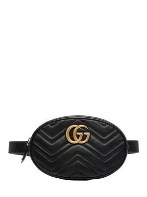 Gucci Small Gg Marmont Matelasse Leather Belt Bag - Black