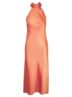 Galvan Sienna Halterneck Midi Dress - Orange