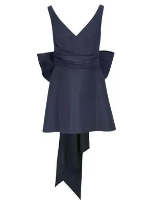 Carolina Herrera V-neck Bow Mini Dress - Blue