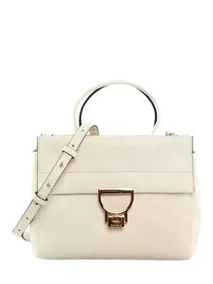 COCCINELLE Medium Arlettis Leather Tote Bag With Gold-tone Lock - White