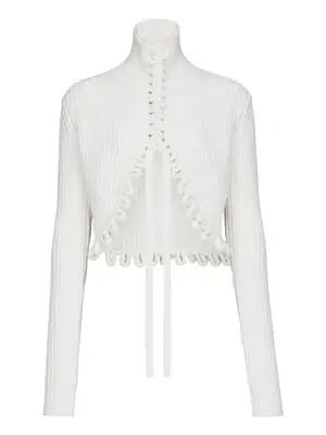 Alaïa Cropped Wool Sweater - White