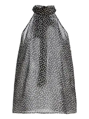 NILI LOTAN NILI LOTAN Alla Dotted Silk Halter Top