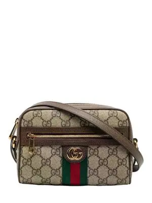 Gucci Mini Gg Supreme Web Ophidia Crossbody Bag - Brown
