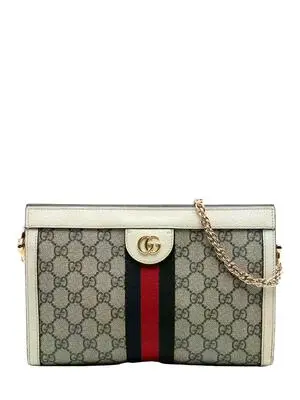 Gucci Gg Supreme Ophidia Chain Crossbody Bag - Brown