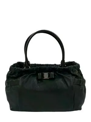 FERRAGAMO 2010-2025 Leather Vara Bow Handbag - Black