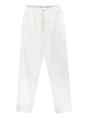 PANAMA ROUTE Drawstring Cotton Track Pants - White