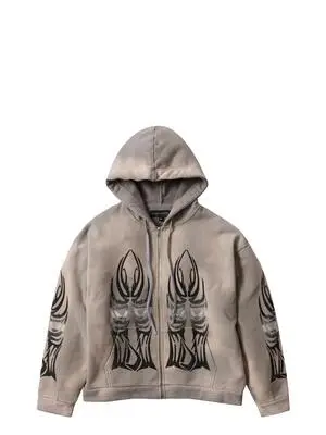 WHO DECIDES WAR BY EV BRAVADO Winged Zip-up Hoodie - Grey