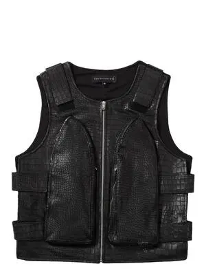 WHO DECIDES WAR BY EV BRAVADO Croc Bullet Point Leather Vest - Black