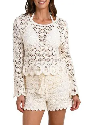 La Blanca Serenity Crochet Cover-up Top - Ivory