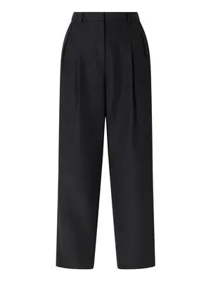 TWP Cornelia St. Satin-trimmed Wool Pants - Black