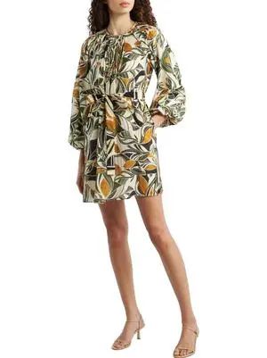 CIEBON Print Pintuck Mini Dress - Cream Multi