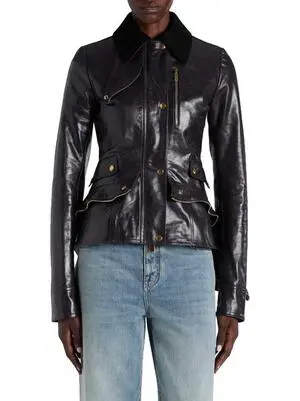 Alexander McQueen Kickback Leather Jacket - Royal