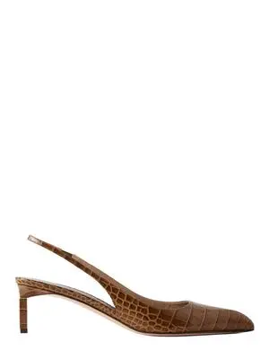 TOM FORD Croc-effect Leather Slingback Pumps - Brown