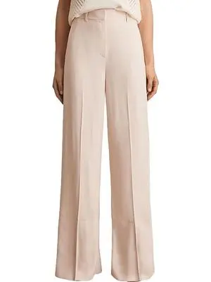 REISS Petite Wide-leg Pants - Pink