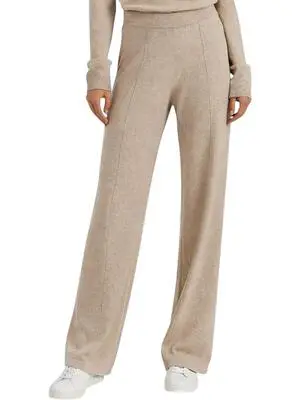 Chinti & Parker Wool Cashmere Wide Leg Track Pants - Soft Oat
