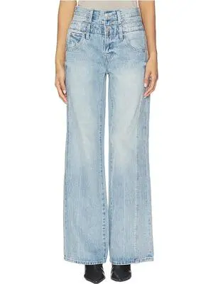 PISTOLA Caleb High Rise Stacked Wide Jeans - Blue