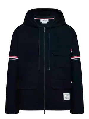 Thom Browne Stripe-detail Hooded Jacket - Blue