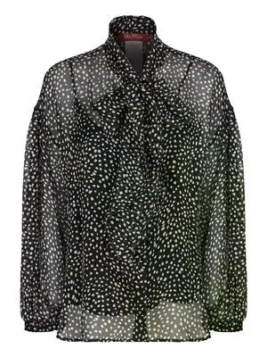 Max Mara Sheer Polka-dot Blouse - Black