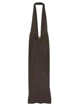 Christopher Esber Ruched Halterneck Midi Dress - Brown
