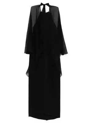 Alberta Ferretti Cape-detail Maxi Dress - Black