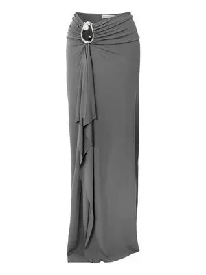Christopher Esber Orica Asymmetric Embellished Jersey Maxi Skirt - Gray