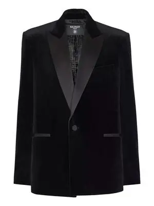 Balmain Velvet Single-breasted Blazer - Black