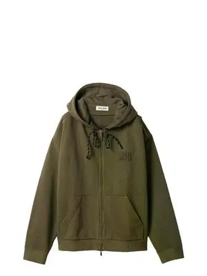 Miu Miu Logo-embroidered Hoodie - Green