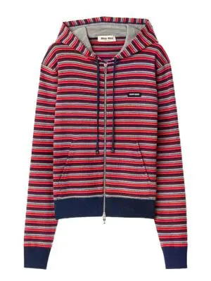 Miu Miu Striped Hoodie - Red