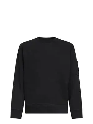 C.P. COMPANY Crew-neck Sweatshirt With Snap-buttoned Patch Pocket - Black