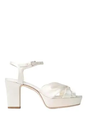 JIMMY CHOO Knotted Heloise Platform Sandals - White