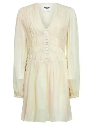 MARANT ETOILE Button Shirred Dress - Neutrals