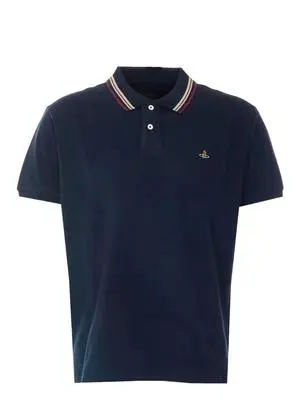 VIVIENNE WESTWOOD Orb-embroidered Polo Shirt - Blue