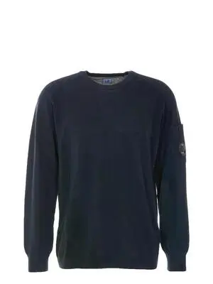 C.P. COMPANY Crew-neck Sweatshirt With Logo Detail - Blue