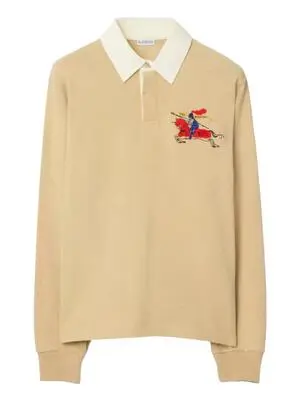 Burberry Embroidered Long-sleeve Polo Shirt - Neutrals