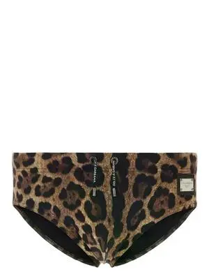 Dolce & Gabbana Leopard-print Swim Briefs - Brown