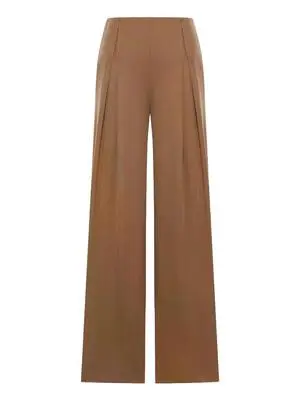 Max Mara Pleated Wool Palazzo Pants - Brown