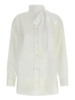 Kenzo Lavallière Collar Embroidered Shirt - White