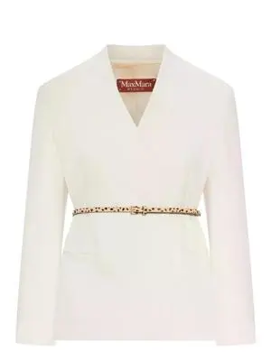 Max Mara Belted V-neck Jacket - Neutrals