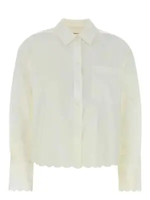 Max Mara Scalloped Poplin Shirt - White