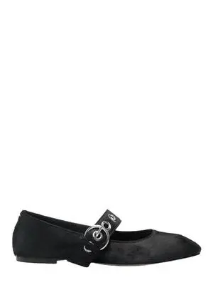 AeydĒ Uma Eyelet Ponyhair Ballerinas - Black