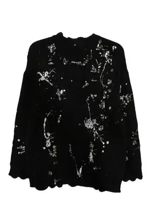 R13 Distressed Embellished Sweater - Black