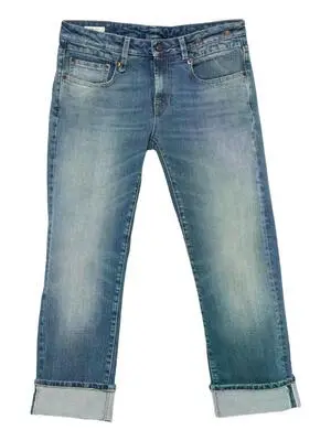 R13 Cuffed Straight Jeans - Blue