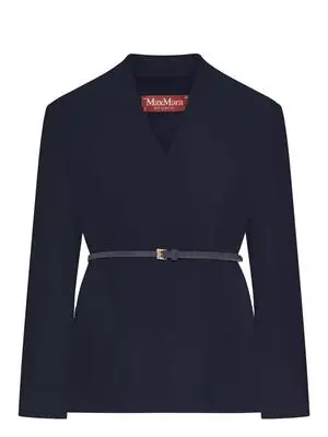 Max Mara V-neck Belted Jacket - Blue