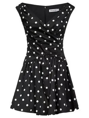 SELF-PORTRAIT Polka-dot Print Midi Dress - Black
