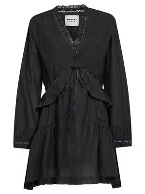 MARANT ETOILE Lace Trim Ruffled Dress - Black