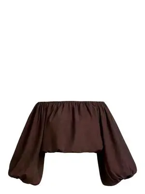 AZLEE Margot Balloon-sleeve Top - Brown