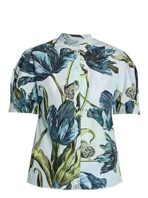 Erdem Floral Print Short-sleeve Shirt - Blue