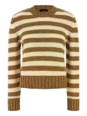 A.p.c. Striped Crew-neck Knitted Sweater - Brown